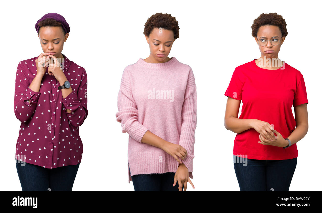 Young african american woman with afro hair over isolated background ...