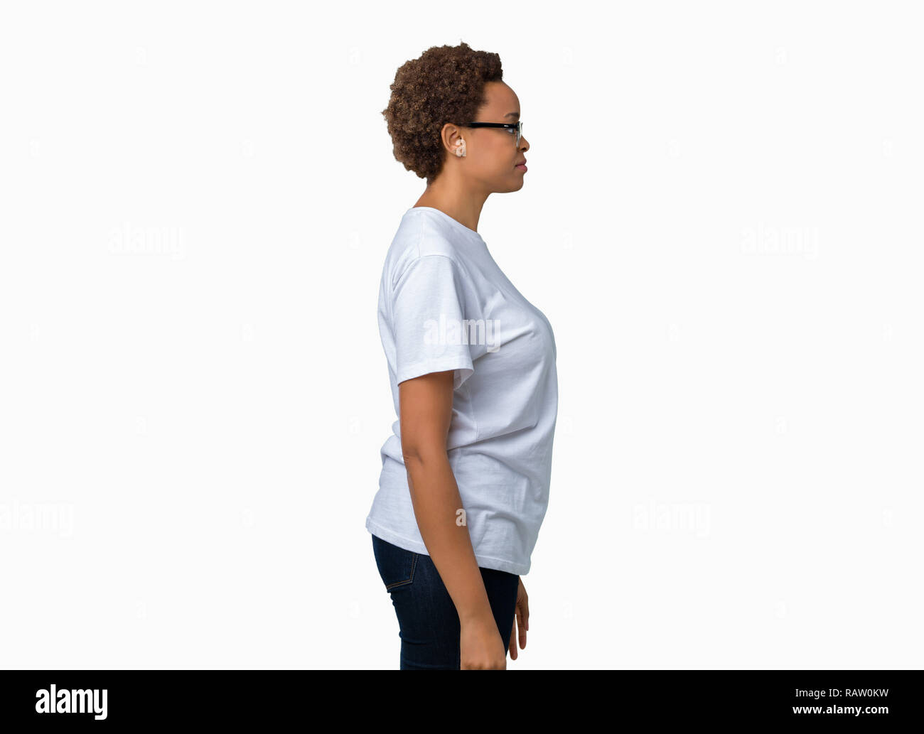 Beautiful young african american woman wearing glasses over isolated ...