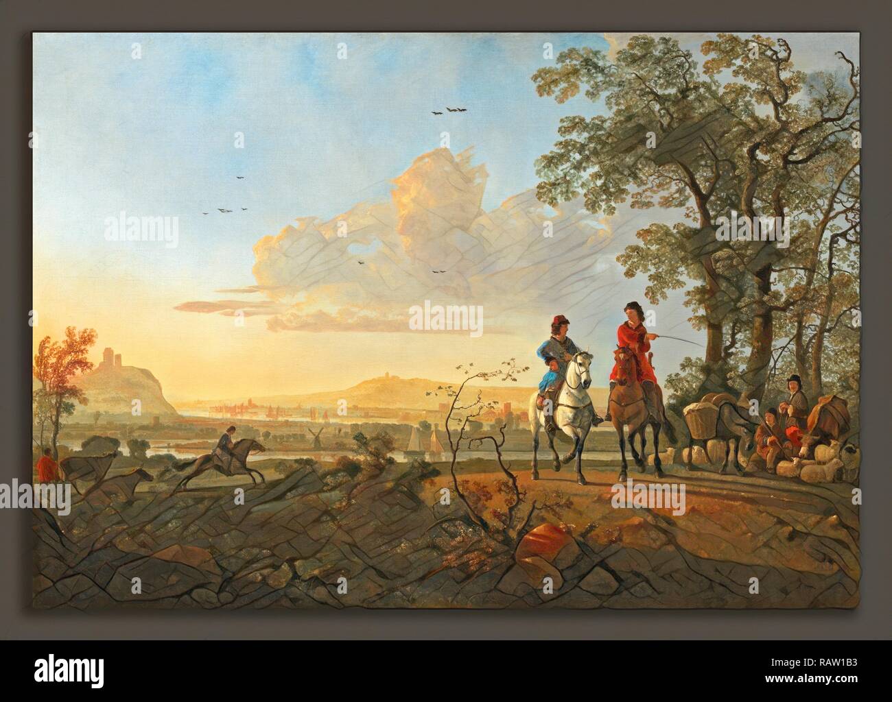 Aelbert Cuyp (Dutch, 1620 - 1691), Horsemen and Herdsmen with Cattle ...