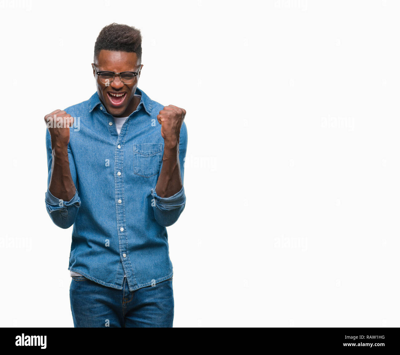 Funny amazed african american Cut Out Stock Images & Pictures - Alamy