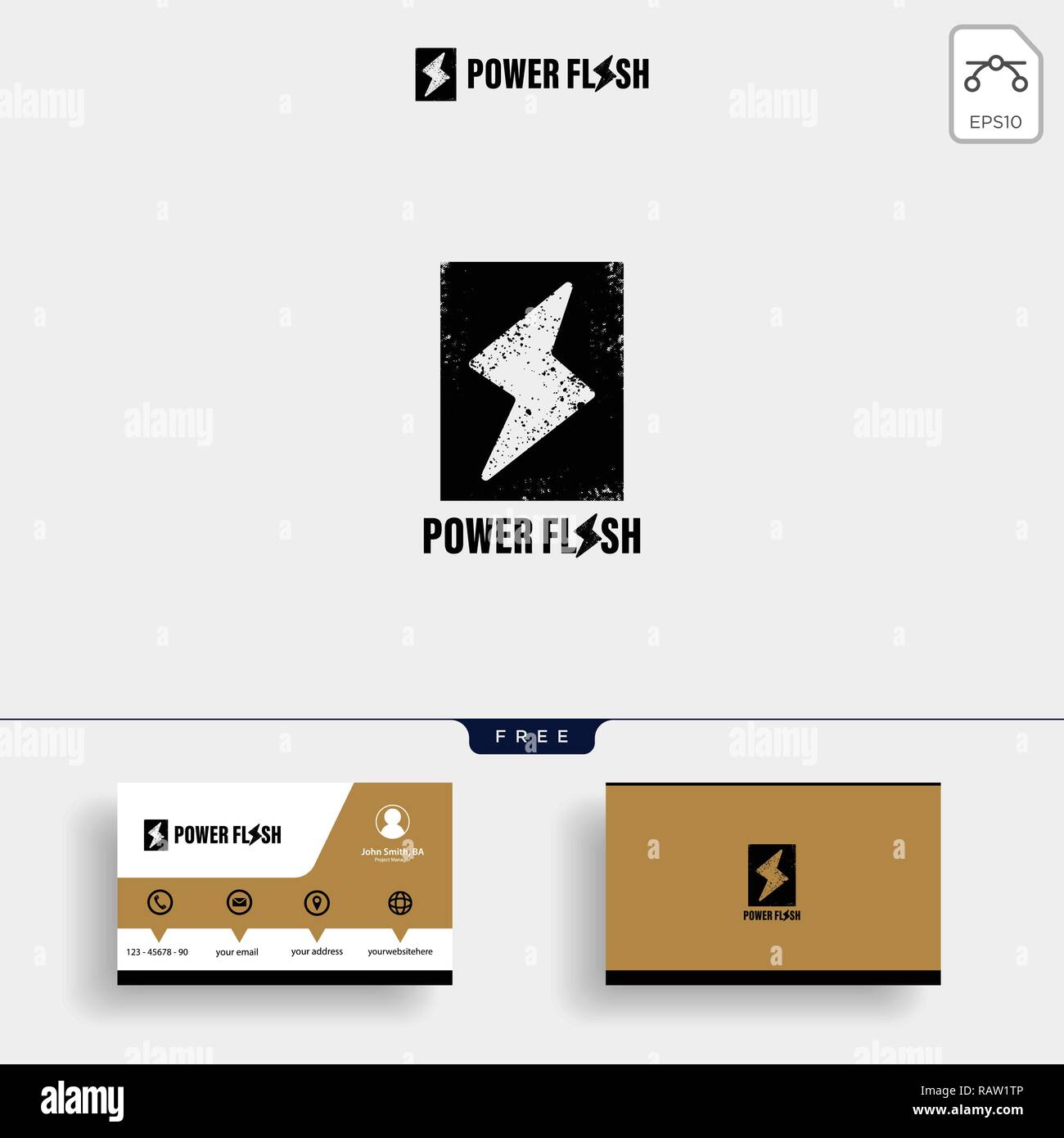 Power flash logo template vector illustration and business card design ...