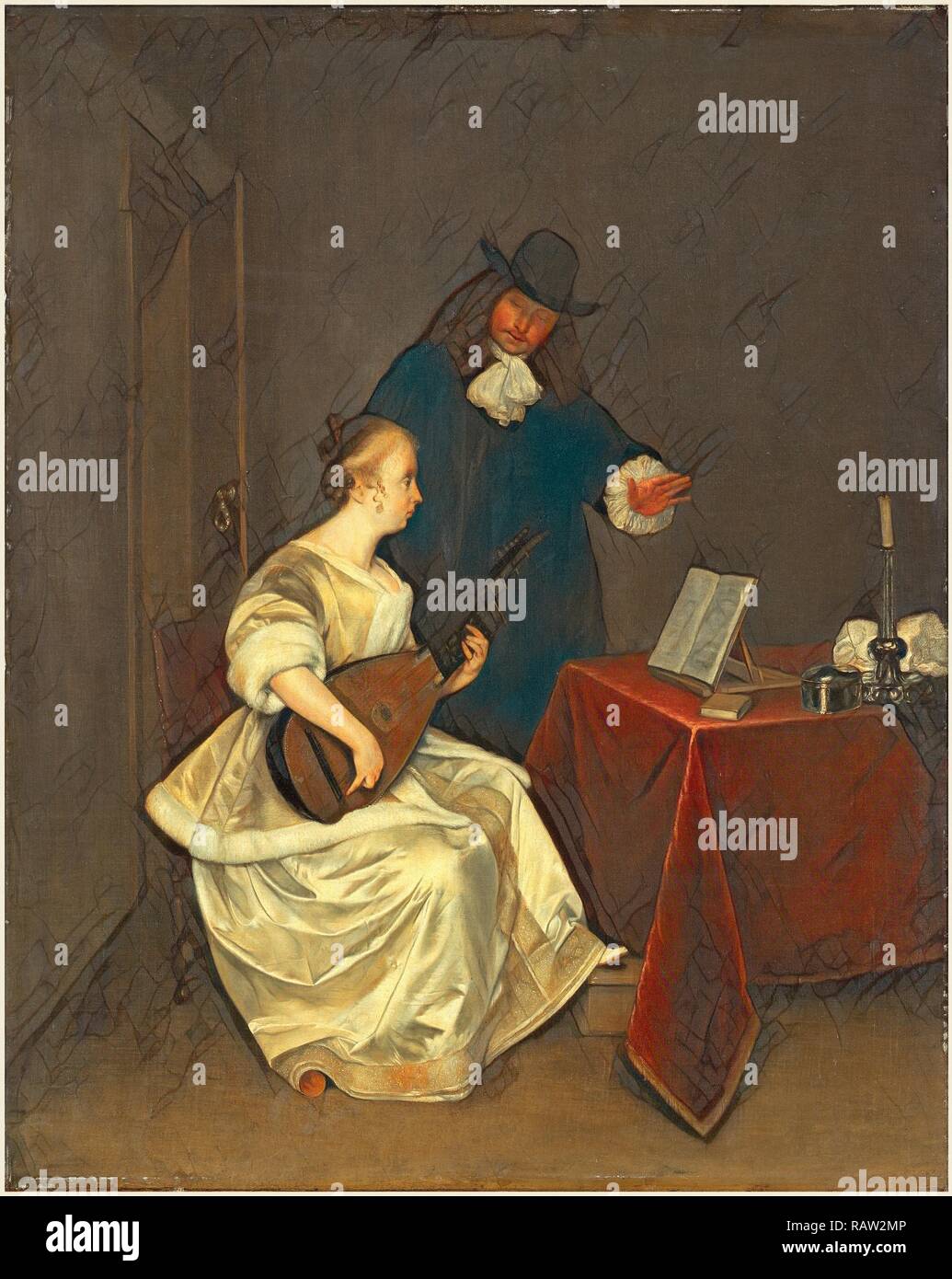 Studio of Gerard ter Borch the Younger, The Music Lesson, c. 1670, oil ...