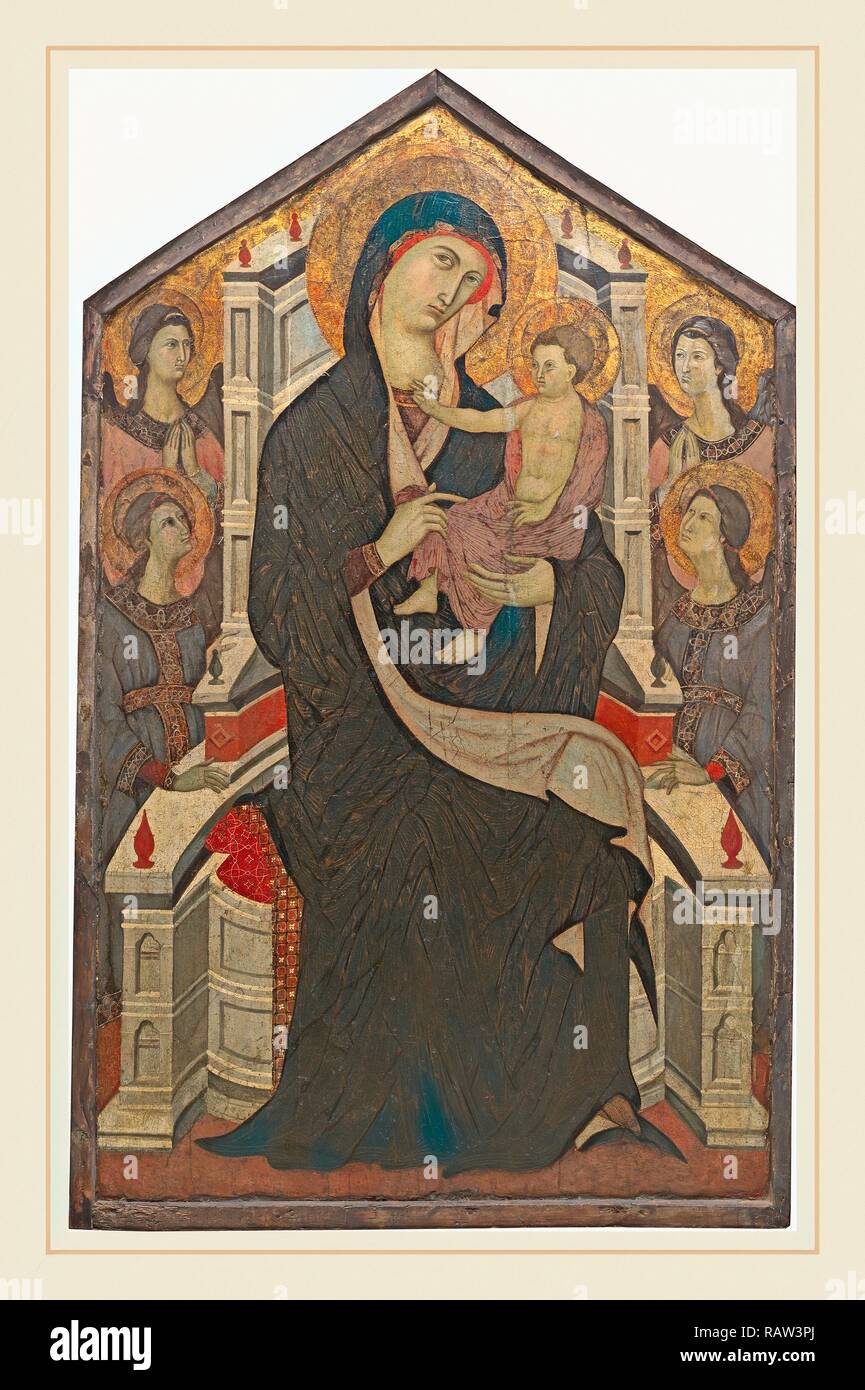 Follower of Duccio di Buoninsegna, Madonna and Child Enthroned with Angels, early 14th century ...