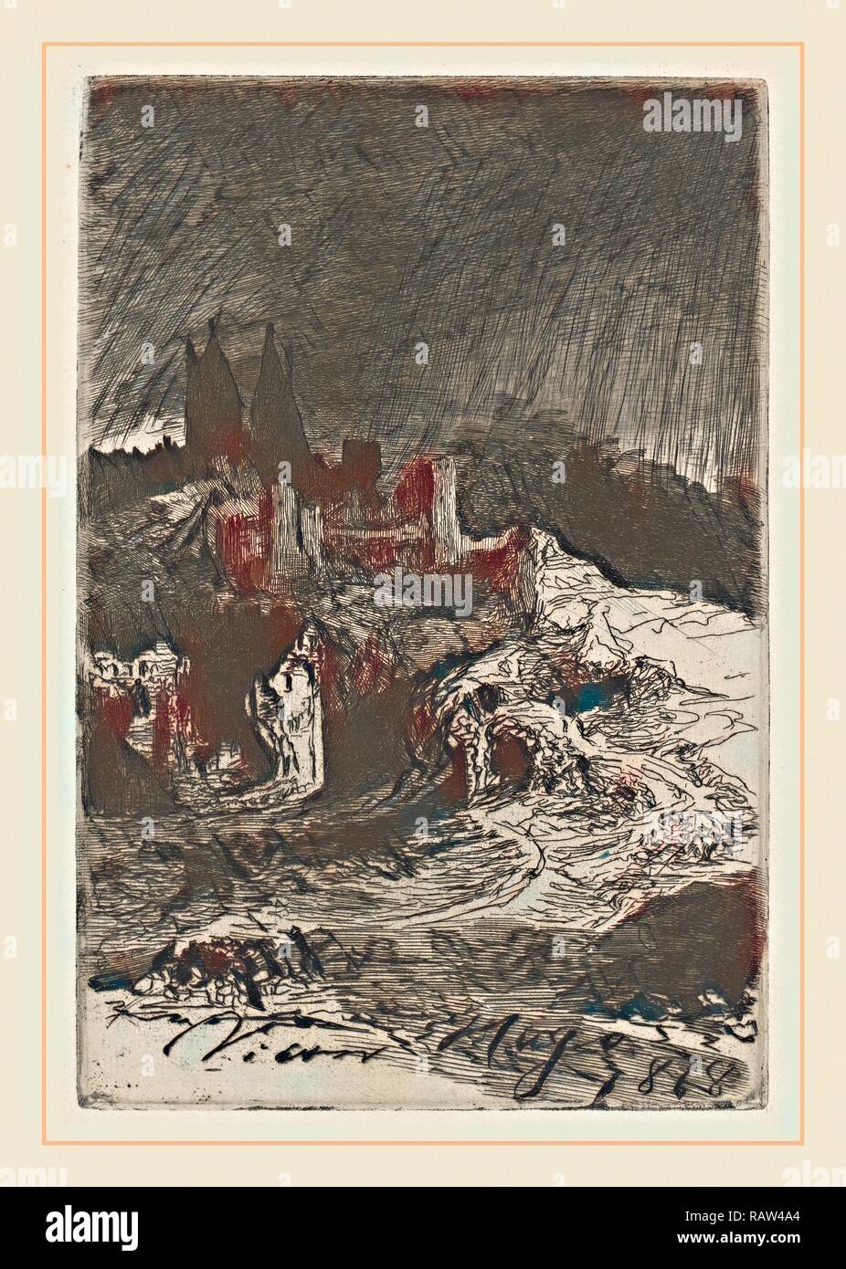 Victor, Hugo, Landscape, French, 1802-1885, 1868, etching. Reimagined ...