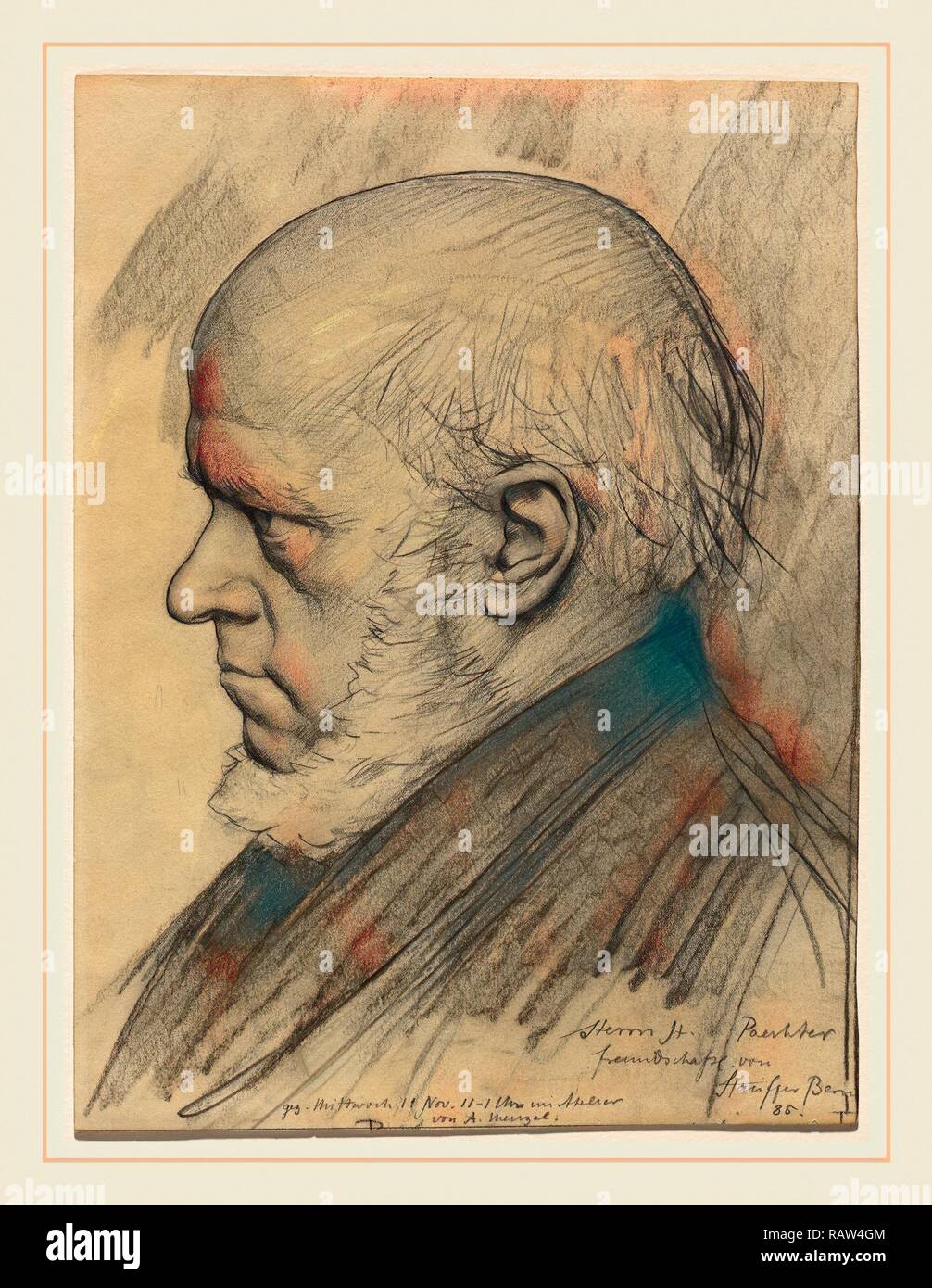 Karl Stauffer-Bern, German (1857-1891), Adolph Menzel, 1885, charcoal ...