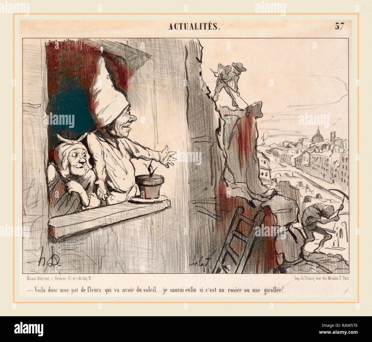 Honoré Daumier, Voila... mon pot de fleurs... va avoir du soleil ...