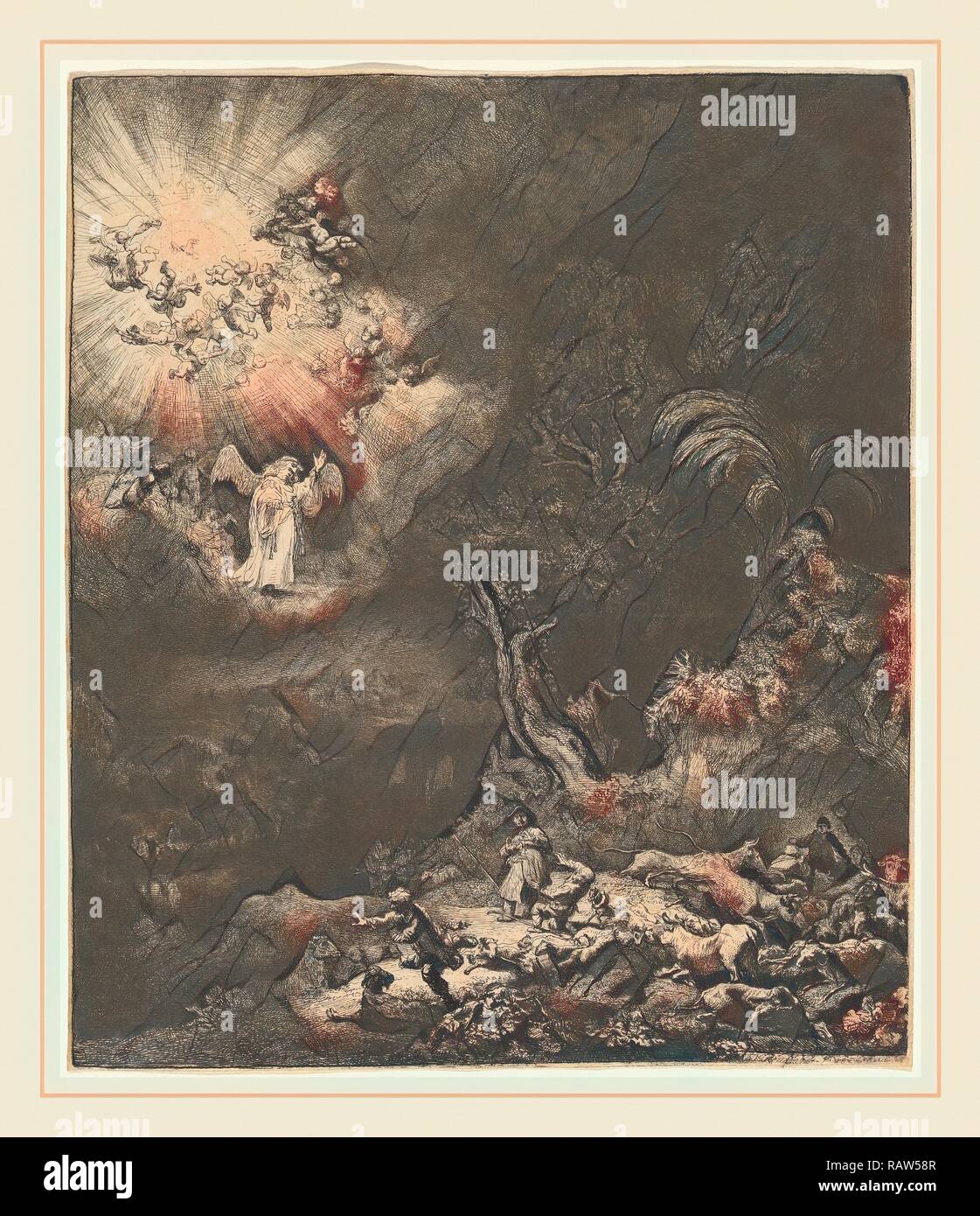 Rembrandt van Rijn, The Angel Appearing to the Shepherds, Dutch, 1606 ...