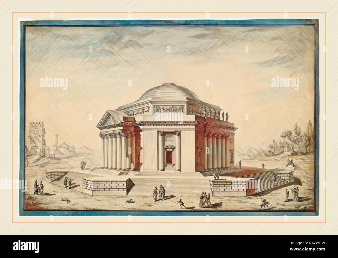 Louis Gustave Taraval, Hexagonal Temple in an Italianate Landscape ...