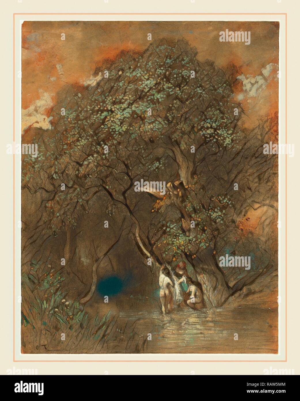 Constant Troyon, French (1810-1865), Bathers by a Giant Oak, c. 1842 ...