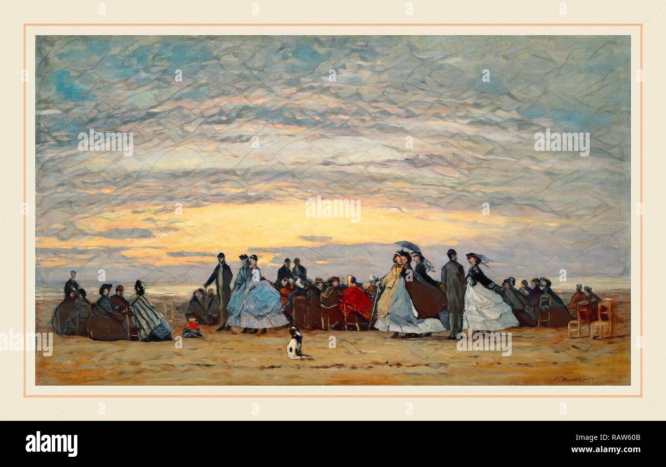 Eugène Boudin, French (1824-1898), The Beach at Villerville, 1864, oil ...