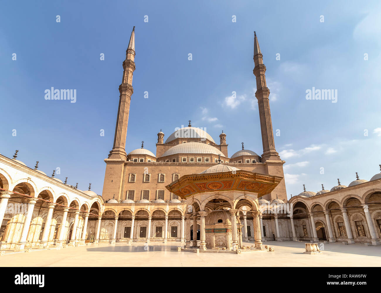 Exterior courtyard of The Great Mosque of Muhammad Ali Pasha or ...