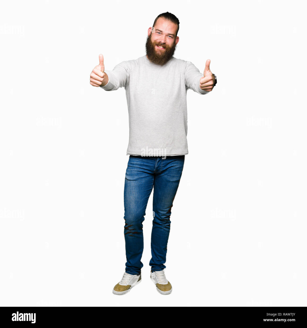 Man beard bun looking up Cut Out Stock Images & Pictures - Alamy