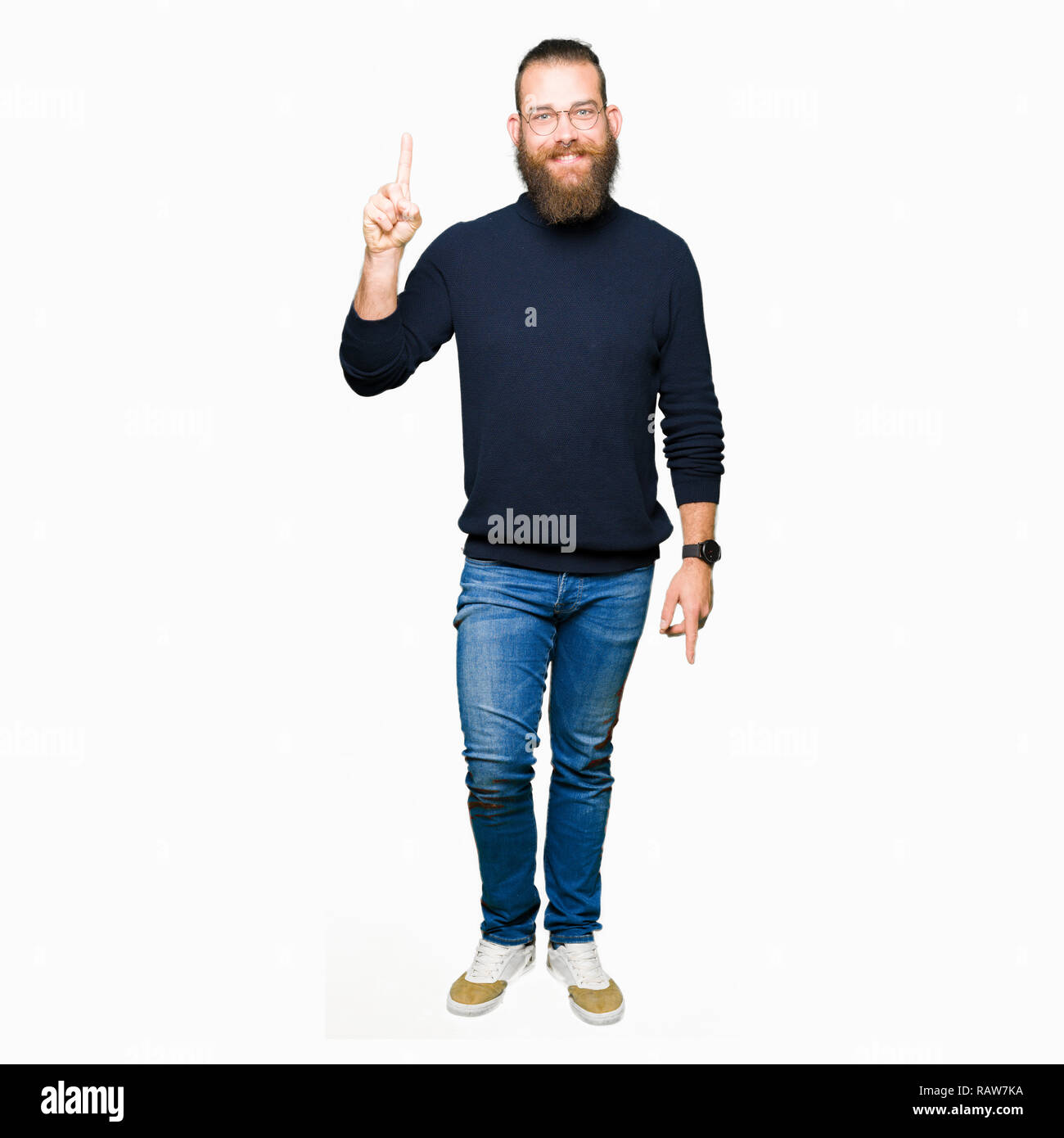 Blond man long hair finger Cut Out Stock Images & Pictures - Alamy