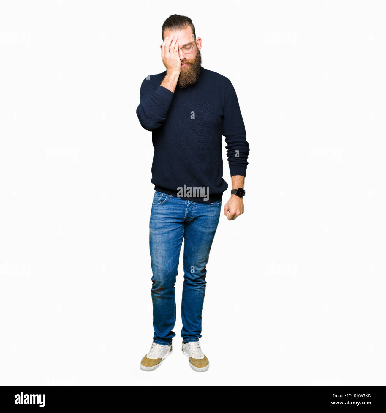 Blond man long hair hand Cut Out Stock Images & Pictures - Alamy