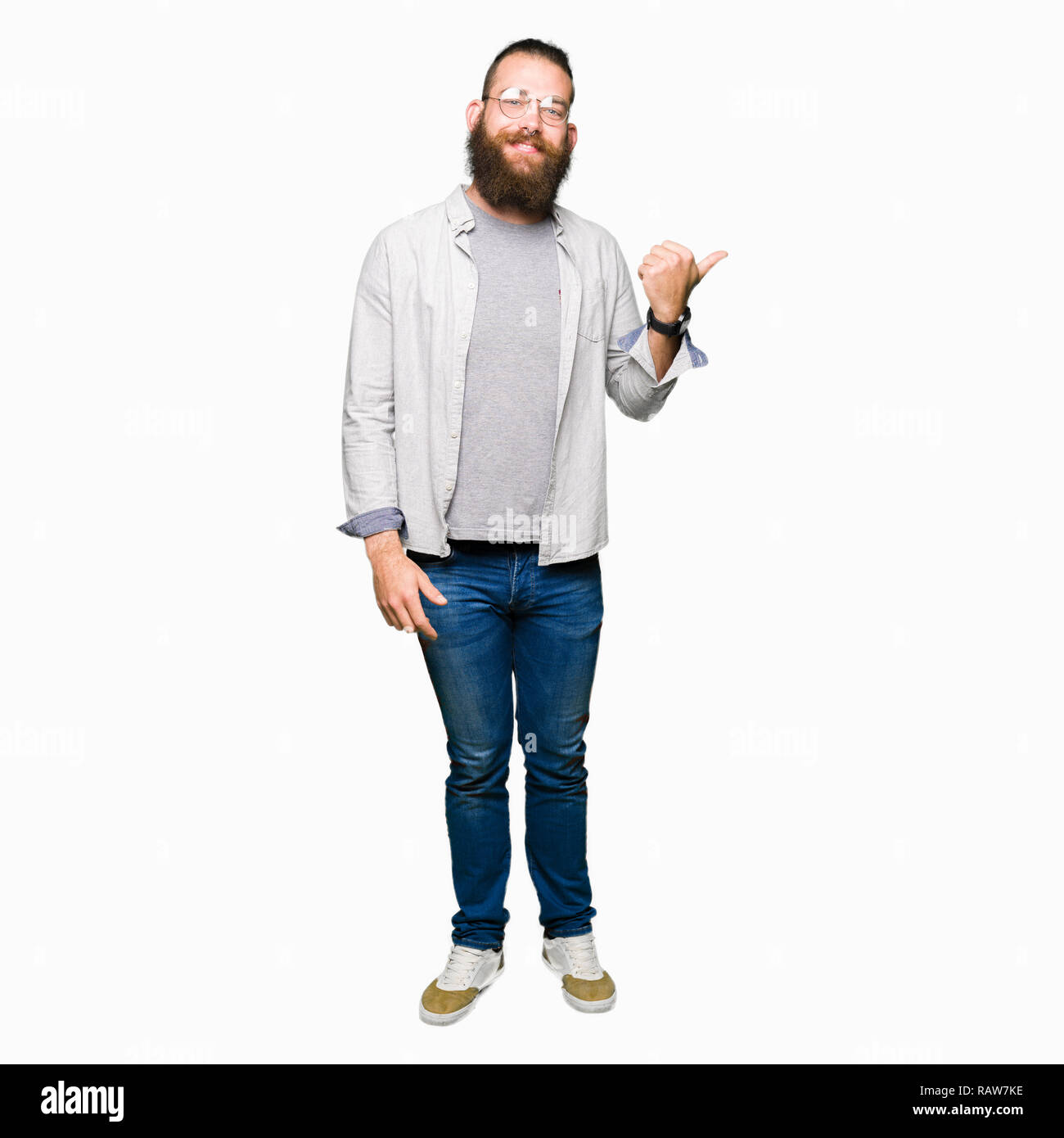 Man beard bun looking up Cut Out Stock Images & Pictures - Alamy