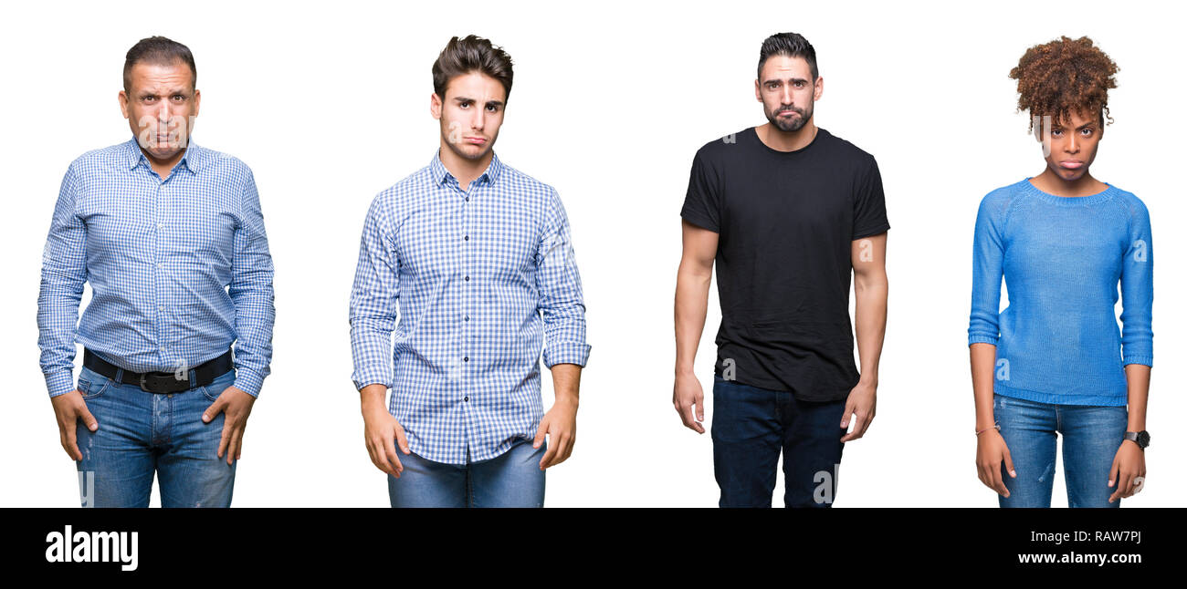 Composition sad depressed people Cut Out Stock Images & Pictures - Alamy