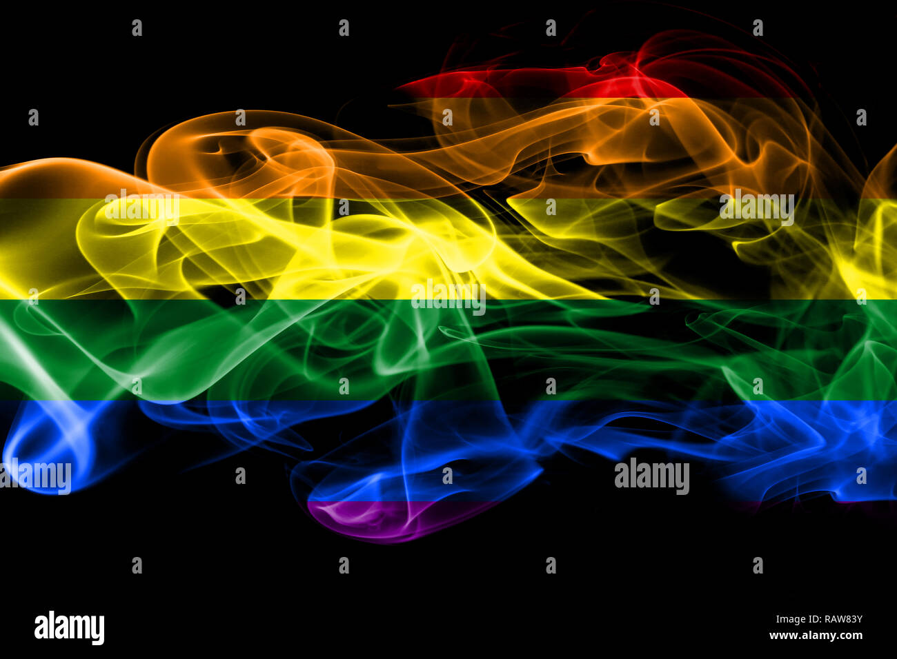 National flag of Gay made from colored smoke isolated on black ...
