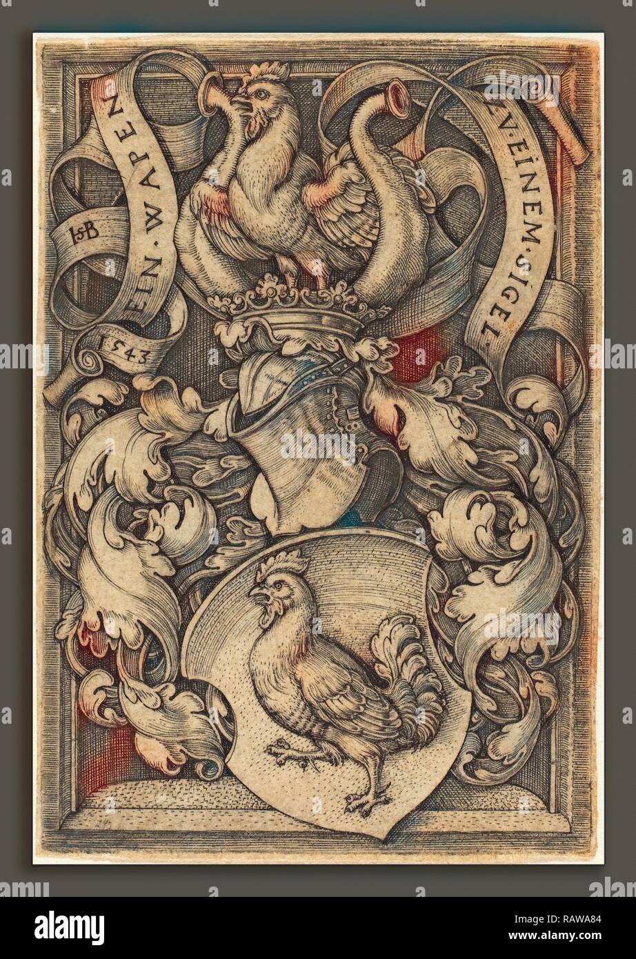 Sebald Beham (German, 1500 - 1550), Coat of Arms with a Cock, 1543 ...