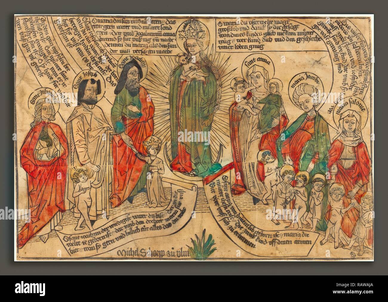 German 15th Century, Holy Kinship, 1490-1500, woodcut, hand-colored in ...