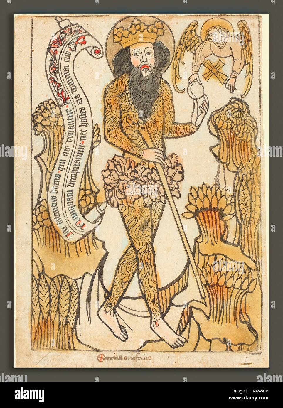 German 15th Century, Saint Onuphrius, c. 1450, woodcut, hand-colored in ...