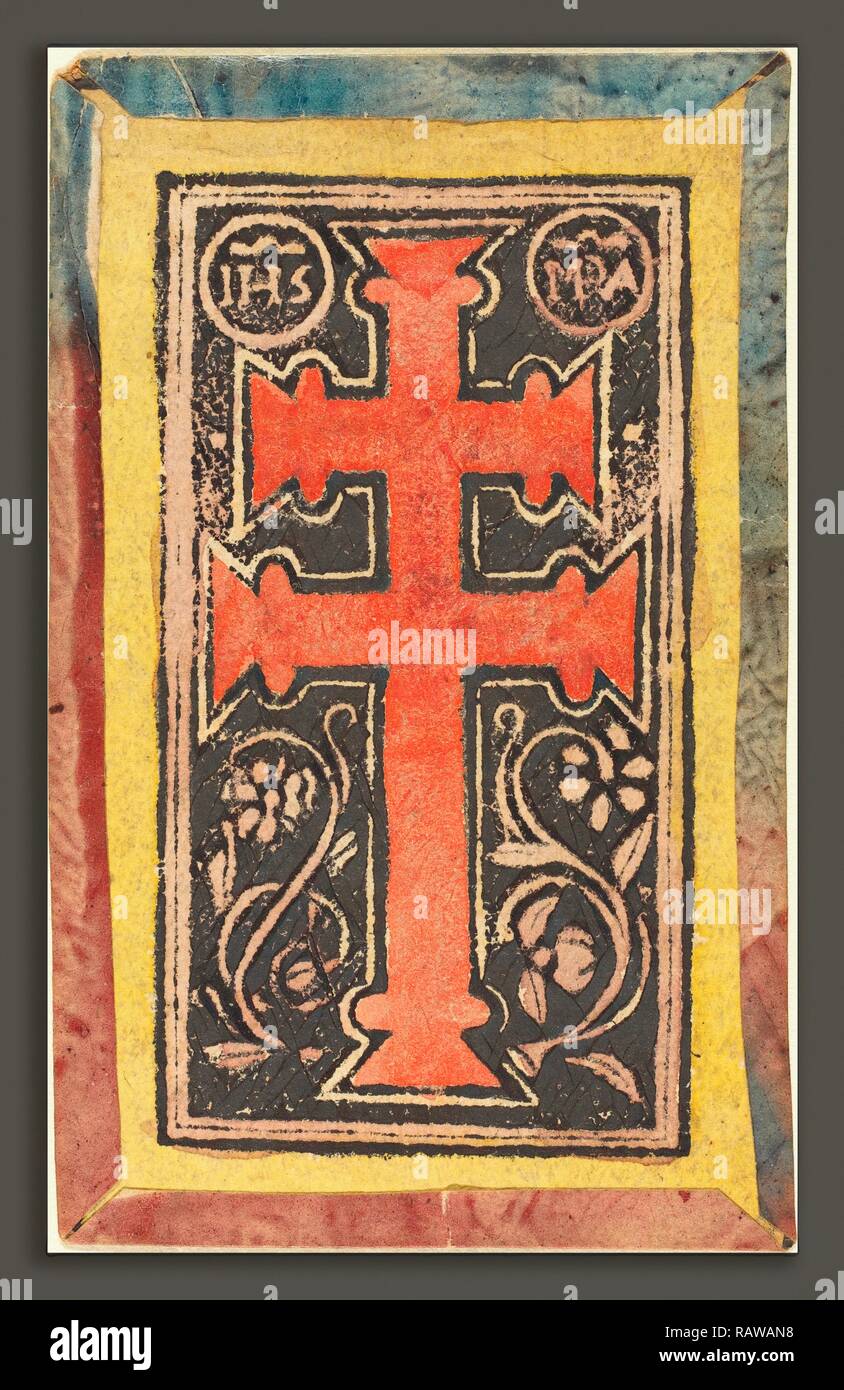 German 15th Century, The Cross, c. 1500, woodcut, hand-colored in red ...