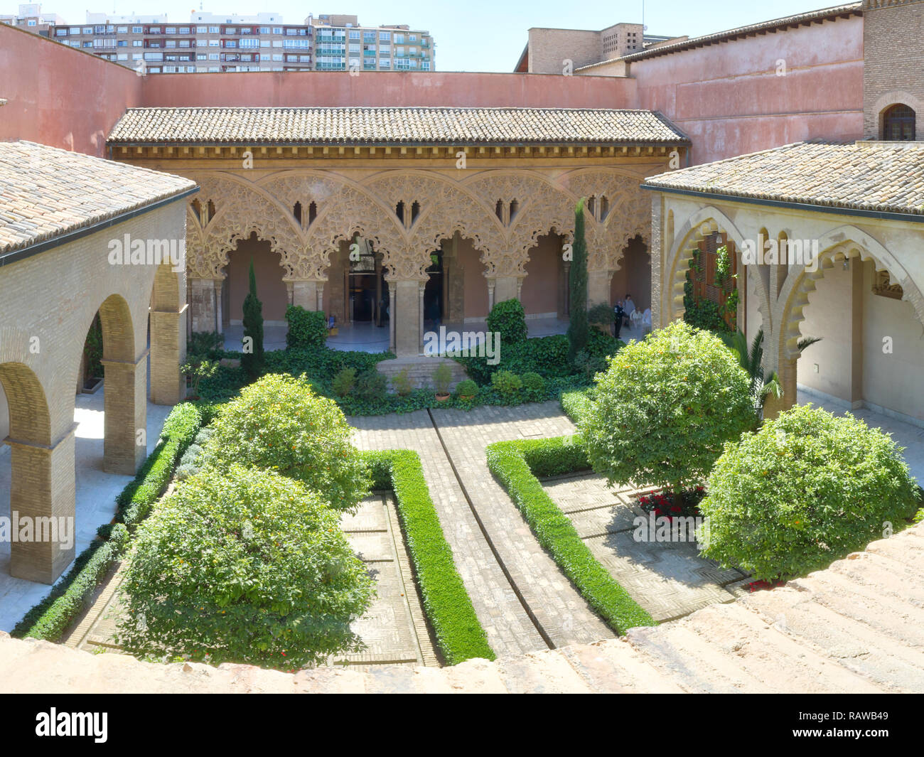 The internal courtyard of the former Islamic Aljaferia fortress, with ...