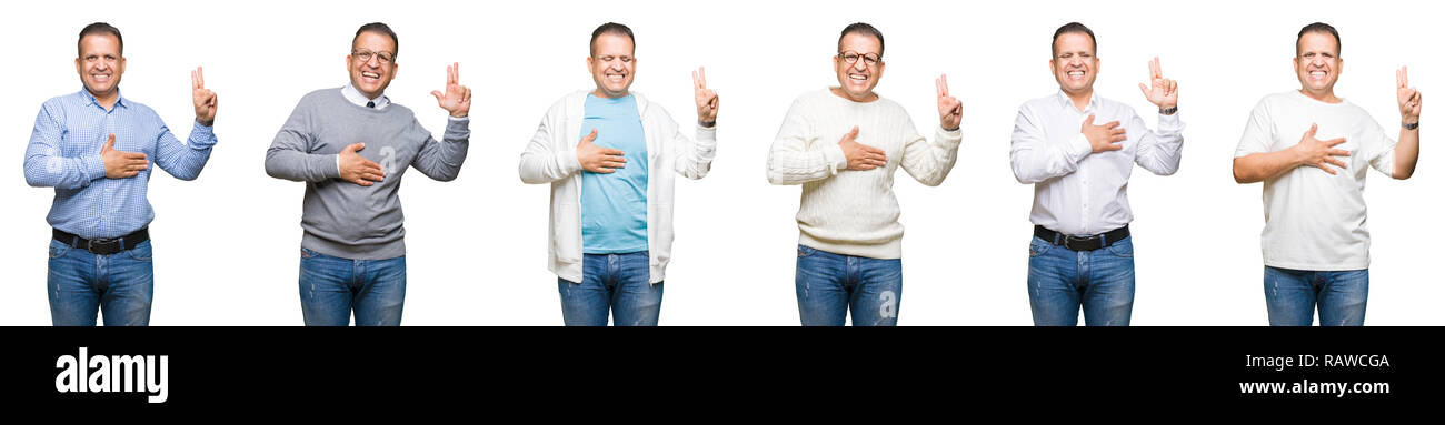 Composition of arab middle age man over isolated background Swearing ...