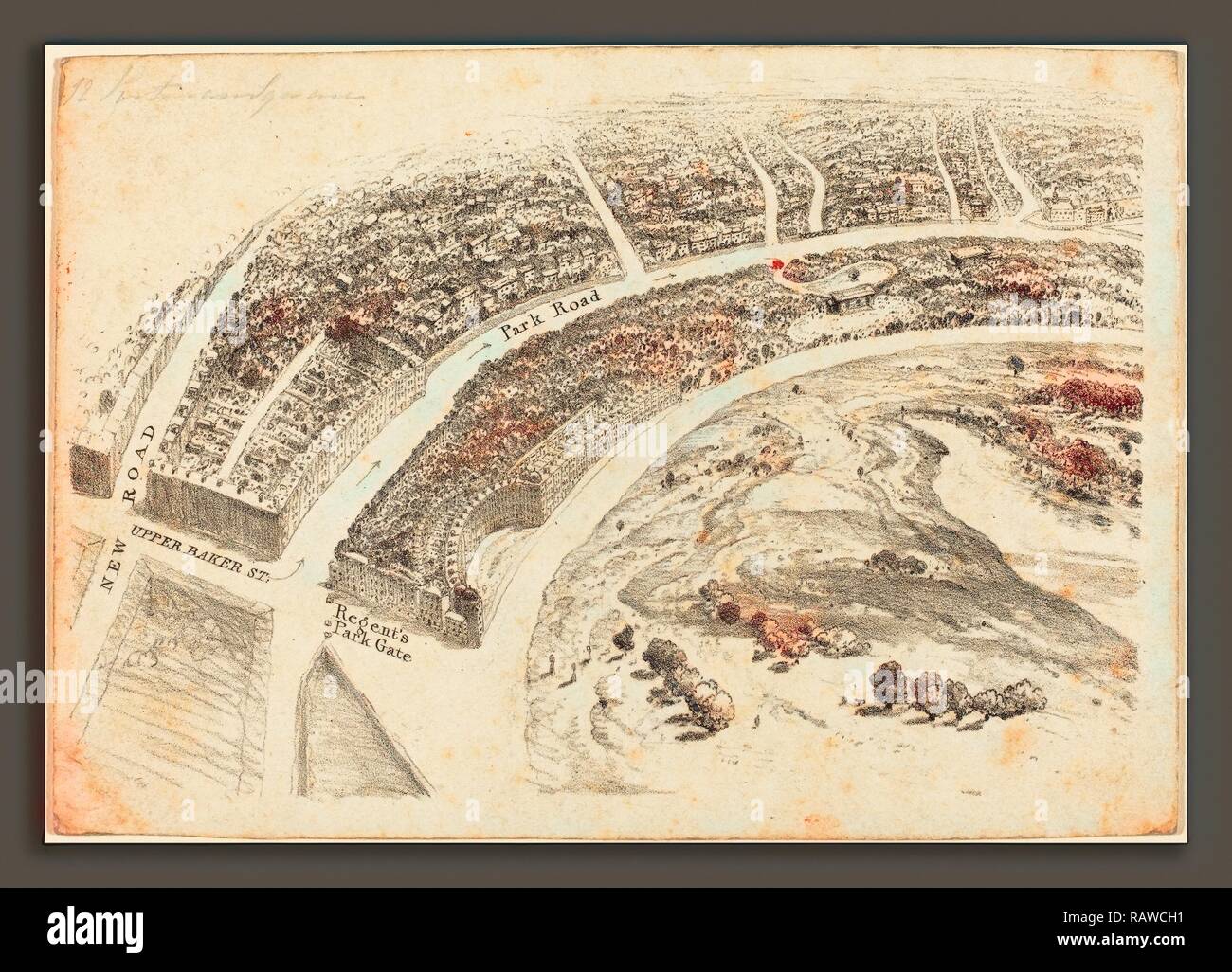 British 19th Century, Invitation? with Aerial View of Regent's Park ...