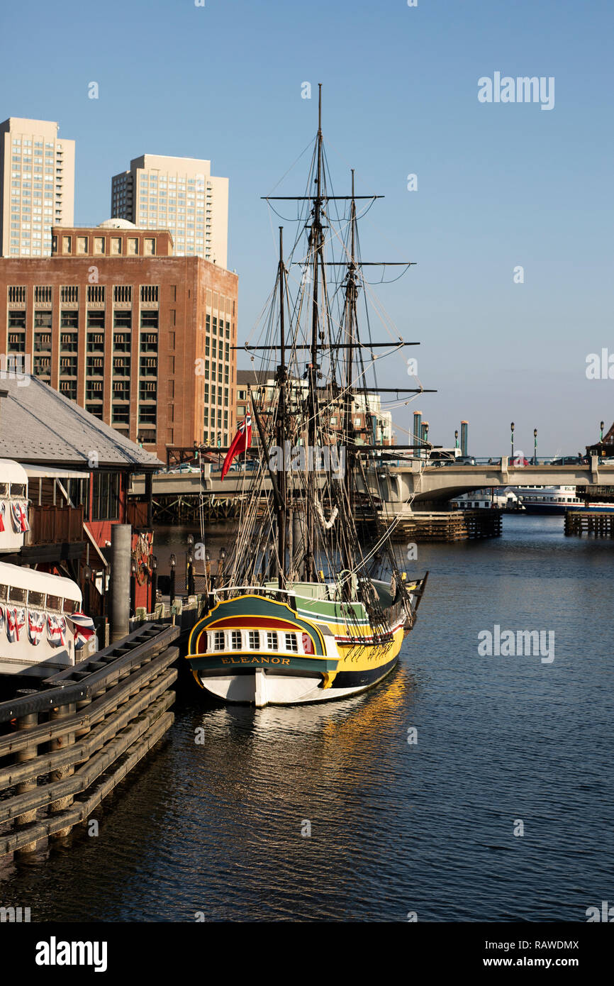 The Eleanor, one of the restored ships at the Boston Tea Party Museum ...
