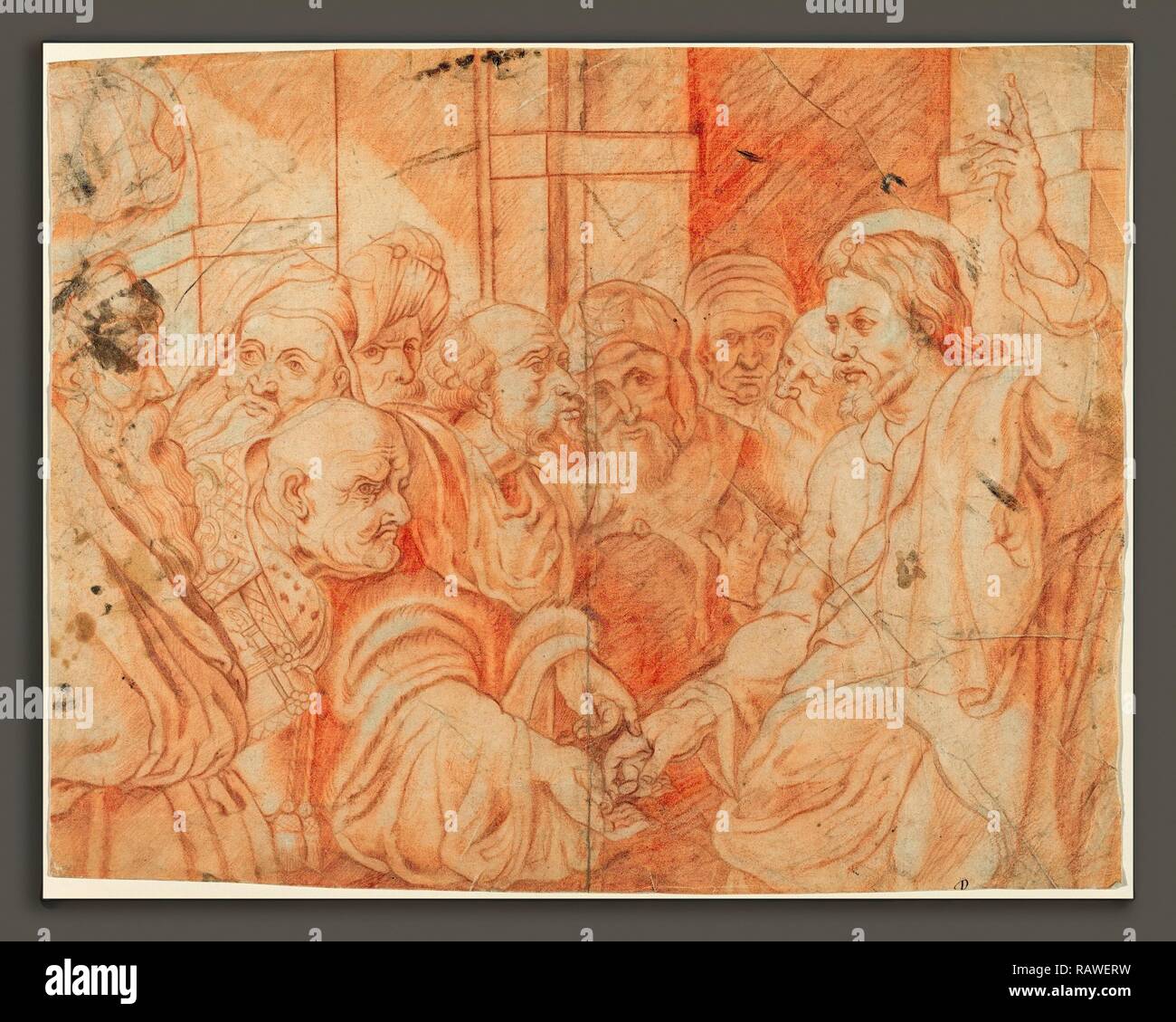 after Sir Peter Paul Rubens, Tribute Money, red chalk on laid paper ...