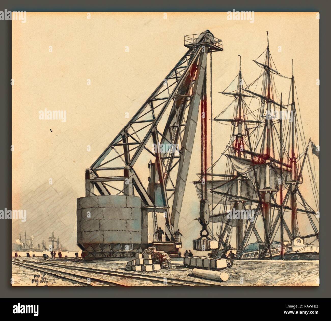 Fritz Stoltenberg (German, 1855 - 1921), Krahn im Freihafen, 1893 ...