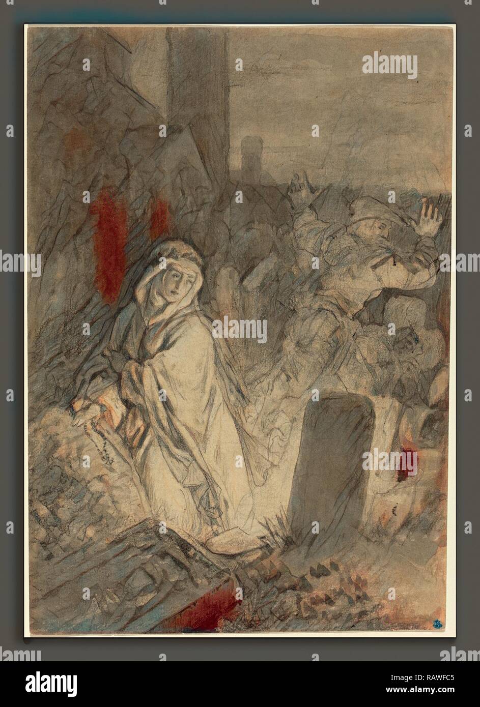 Joseph Fay (German, 1813 - 1875), A Man Fleeing from a Nun Praying in a ...