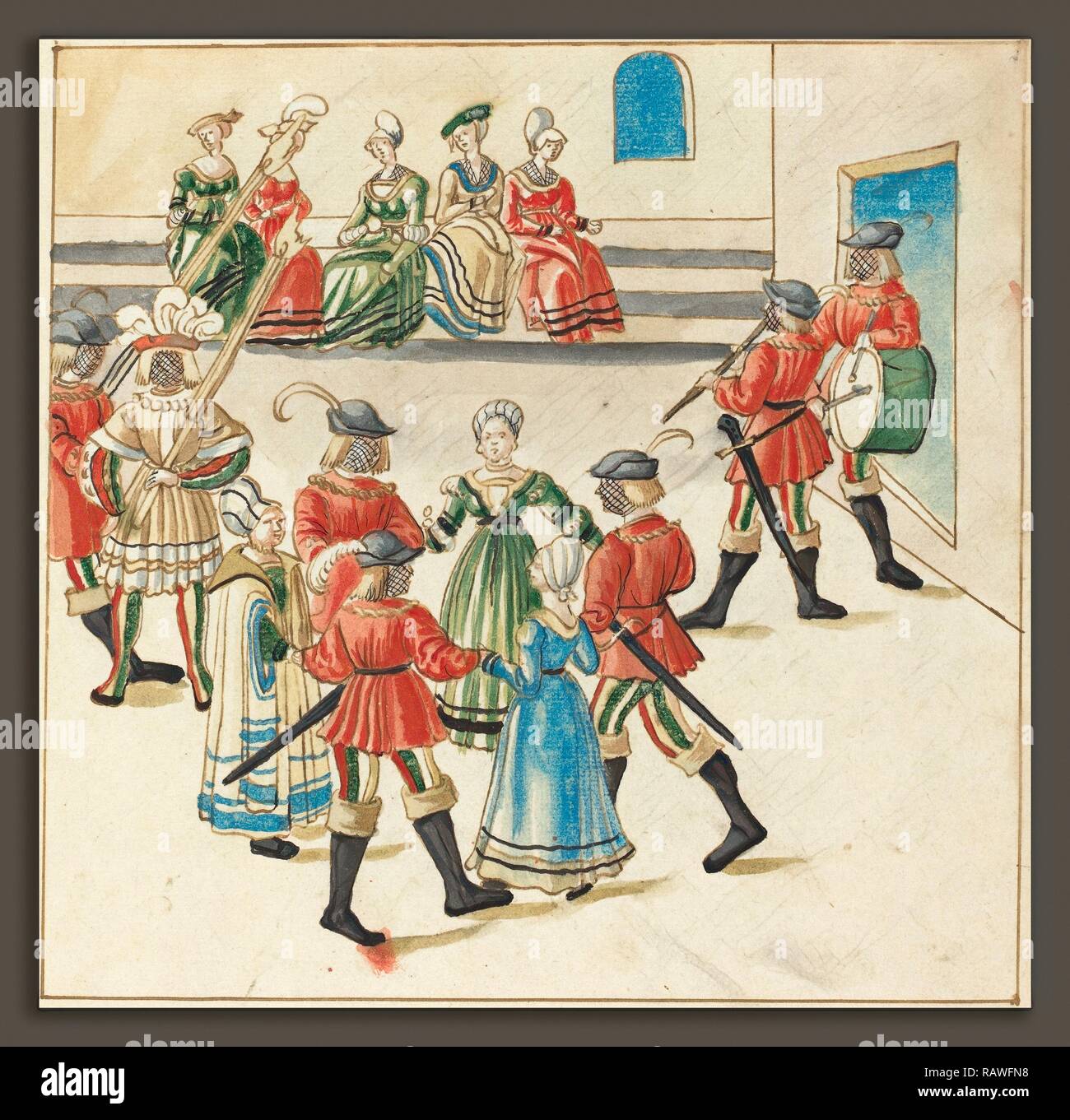 German 16th Century, Three Couples in a Circle Dance, c. 1515, pen and ...