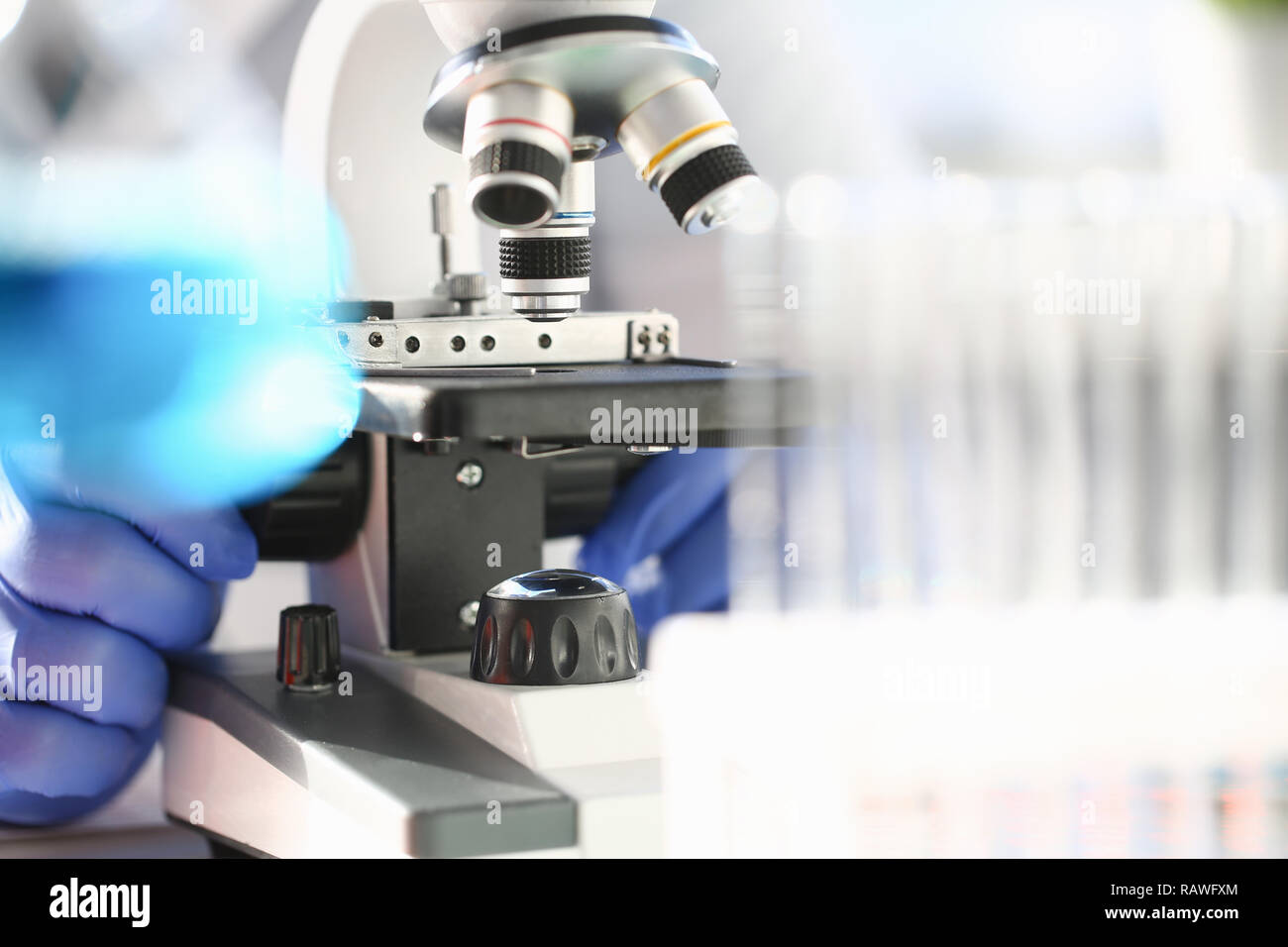 Head microscope on the background laboratory Stock Photo - Alamy