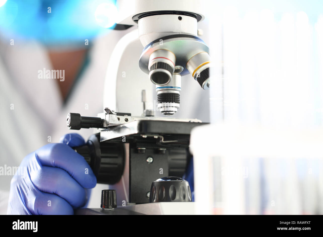 Head microscope on the background laboratory Stock Photo - Alamy