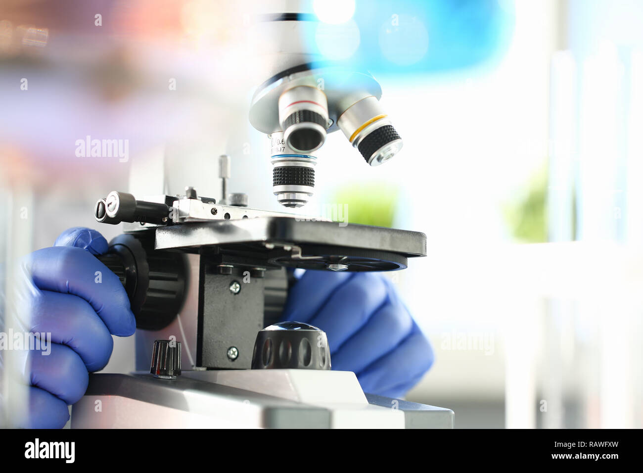 Head microscope on the background laboratory Stock Photo - Alamy