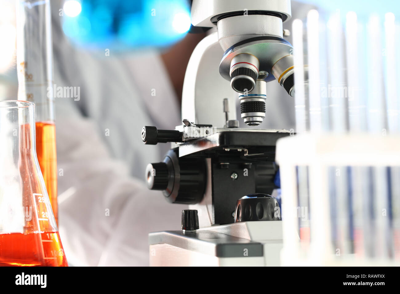 Head microscope on the background laboratory Stock Photo - Alamy