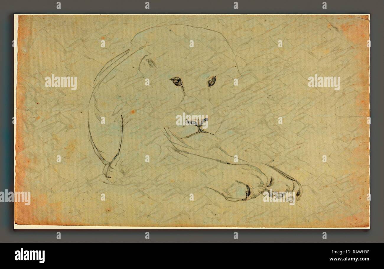 John Flaxman (British, 1755 - 1826), Lion, graphite. Reimagined by ...