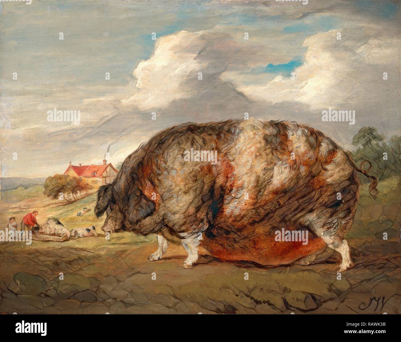 Gloucestershire Old Spot Signed in brown paint, lower right: 'JW ...