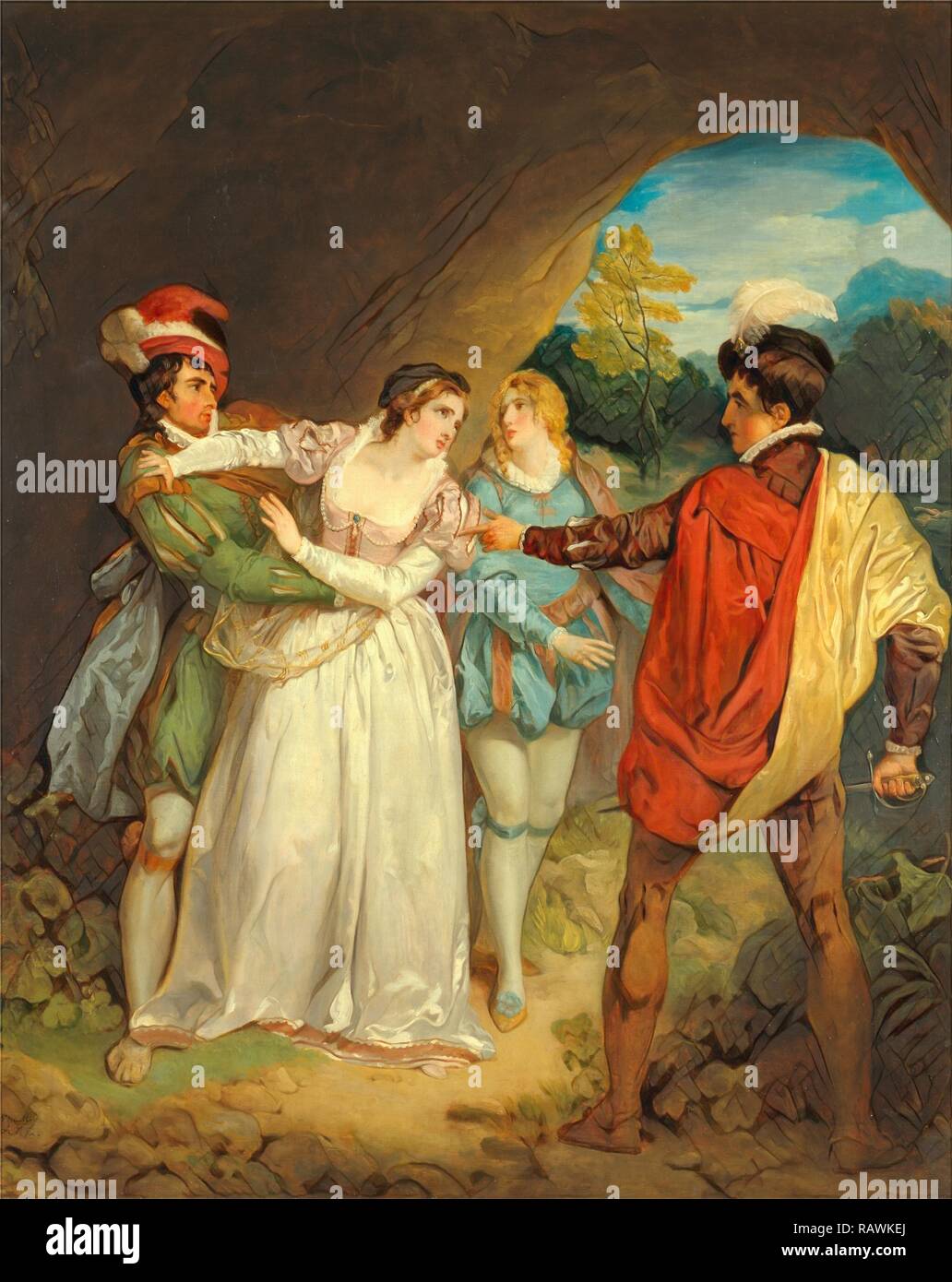 Valentine rescuing Silvia from Proteus, from Shakespeare's 'The Two ...