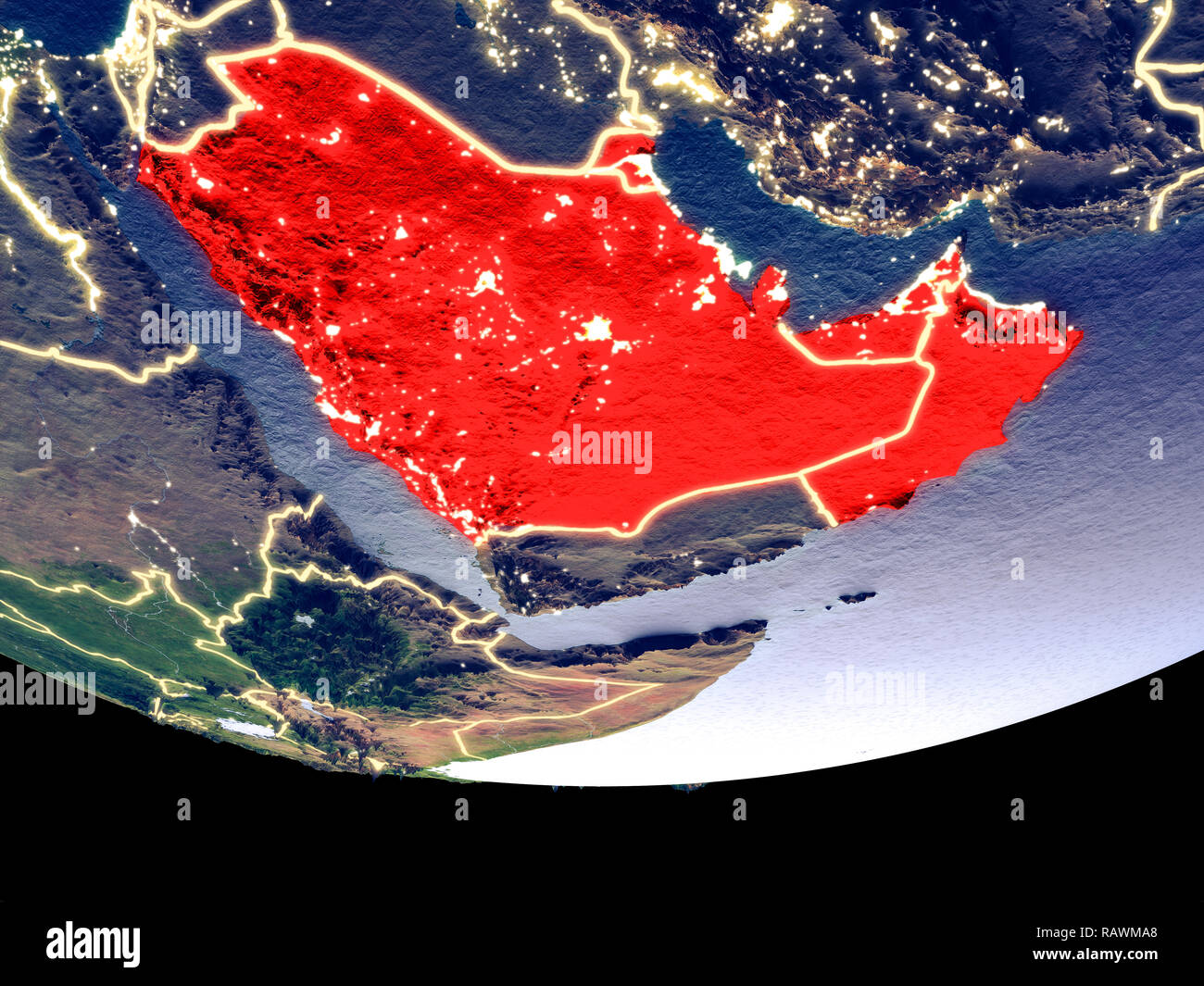Satellite view of CCASG countries from space at night. Beautifully ...