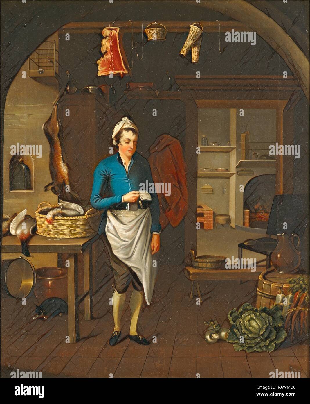 Kitchen Scene A Kitchen Signed and dated in black paint, lower left ...