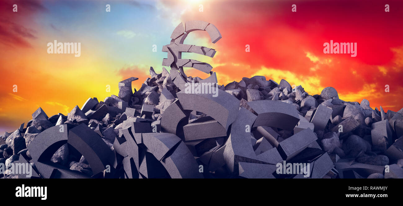 Composite image of 3d composite image of damaged currency symbols Stock ...