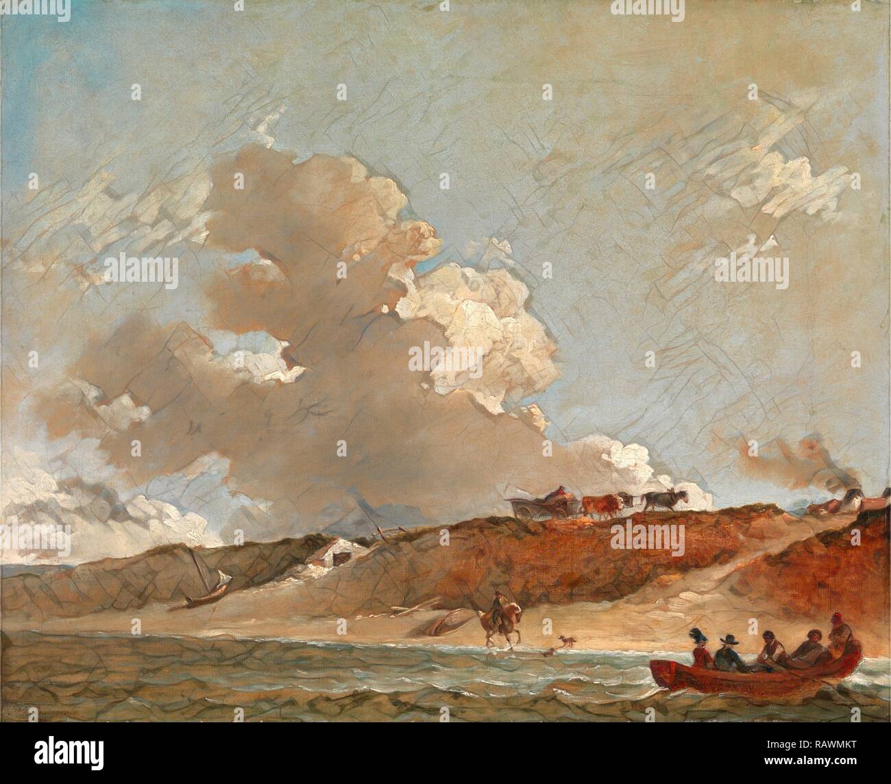 Coastal Landscape with a Ferry Boat Signed and dated, lower left: 'P F ...