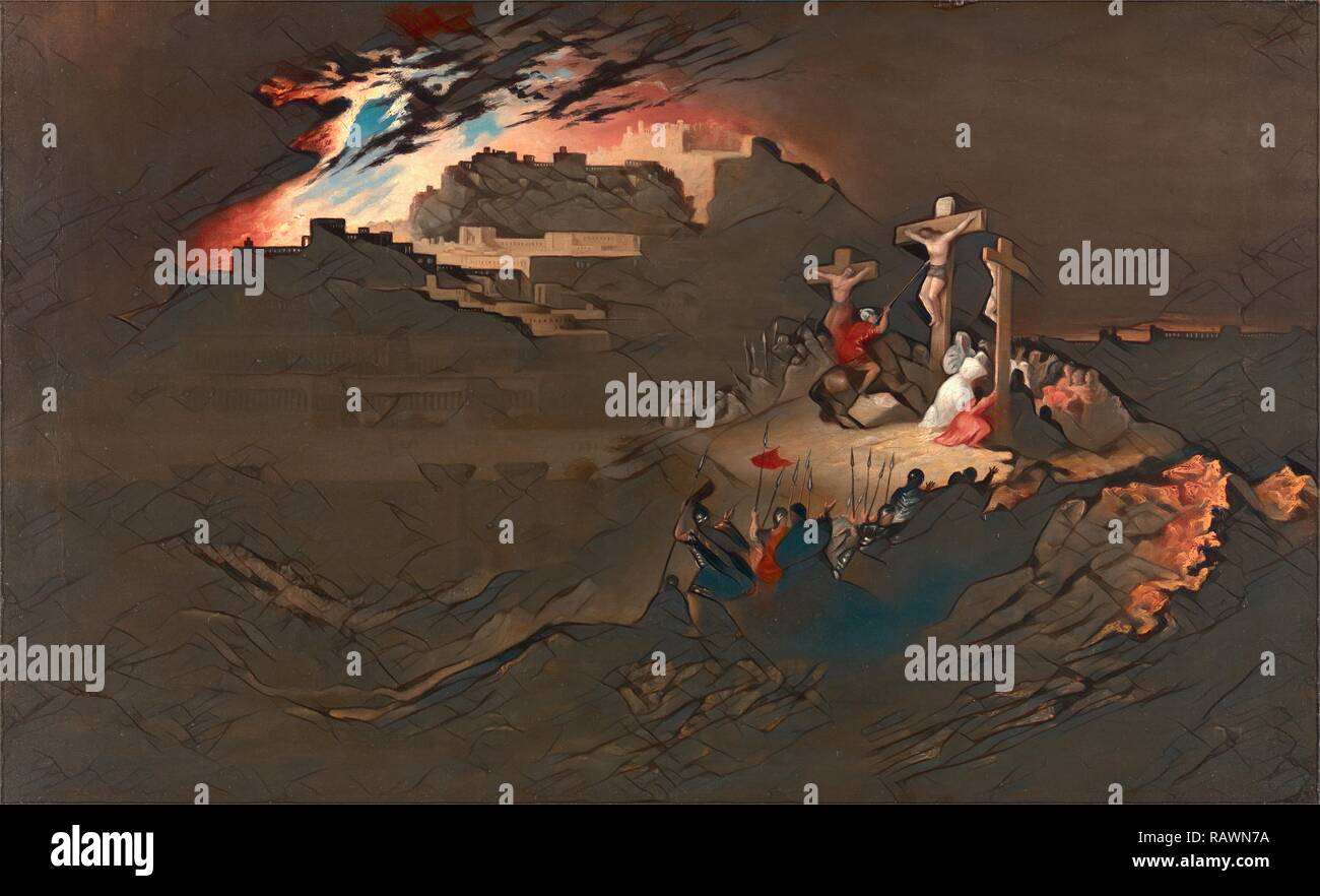 Calvary Inscribed in lower right with possibly the Hebrew letters Reish ...