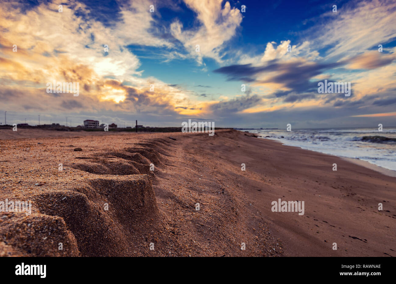 Seashore sunset beautiful empty sandy hi-res stock photography and ...