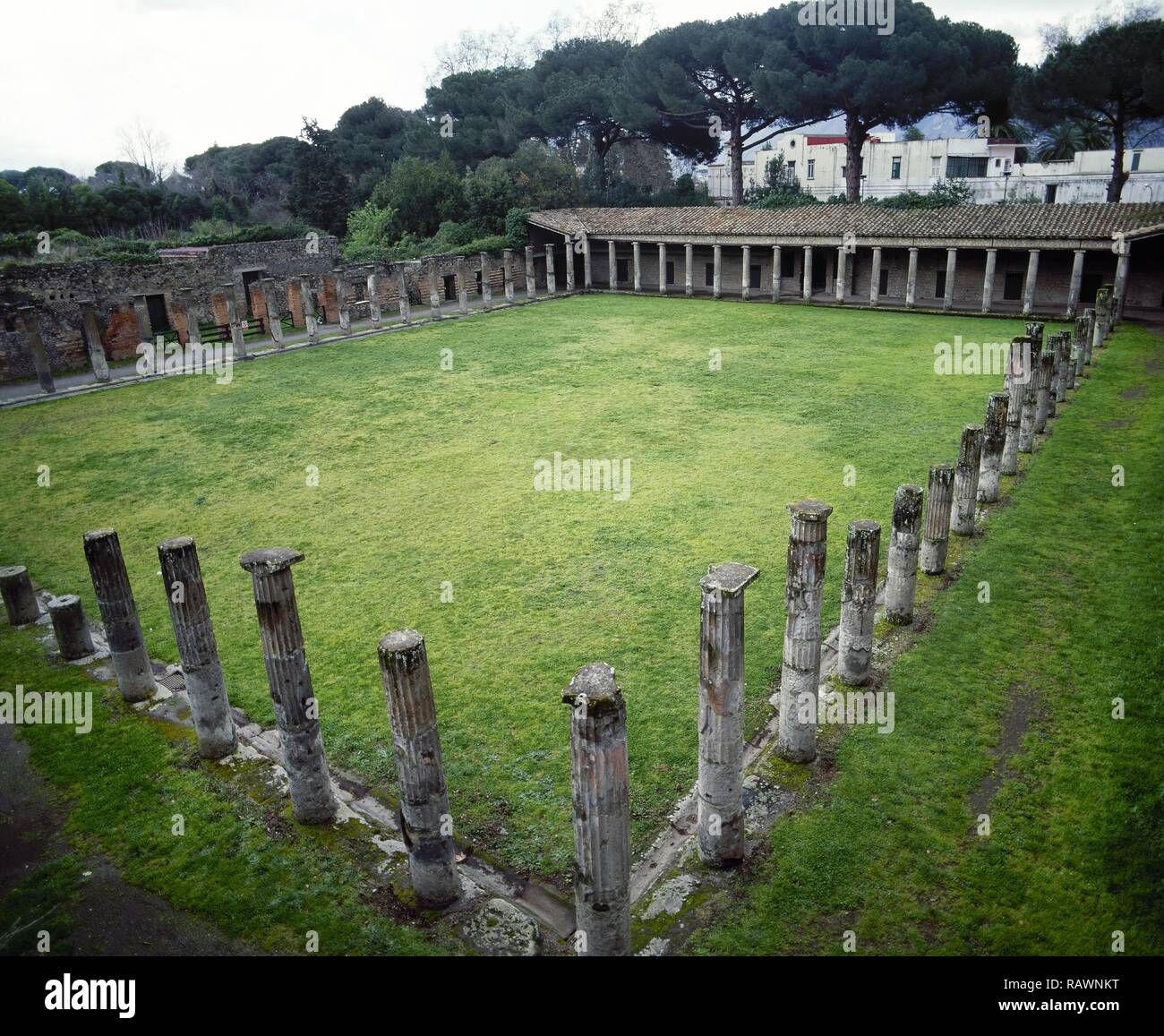 Italy. Pompeii. Quadriporticus of the theatres or Gladiators Barracks ...