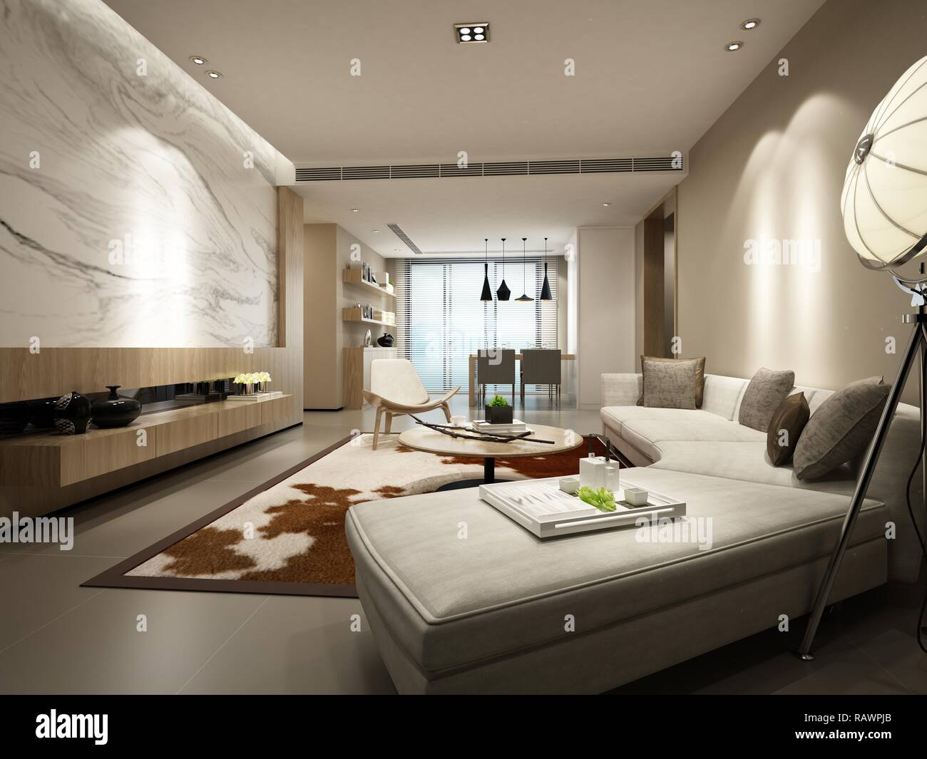 3d render home interior view Stock Photo - Alamy