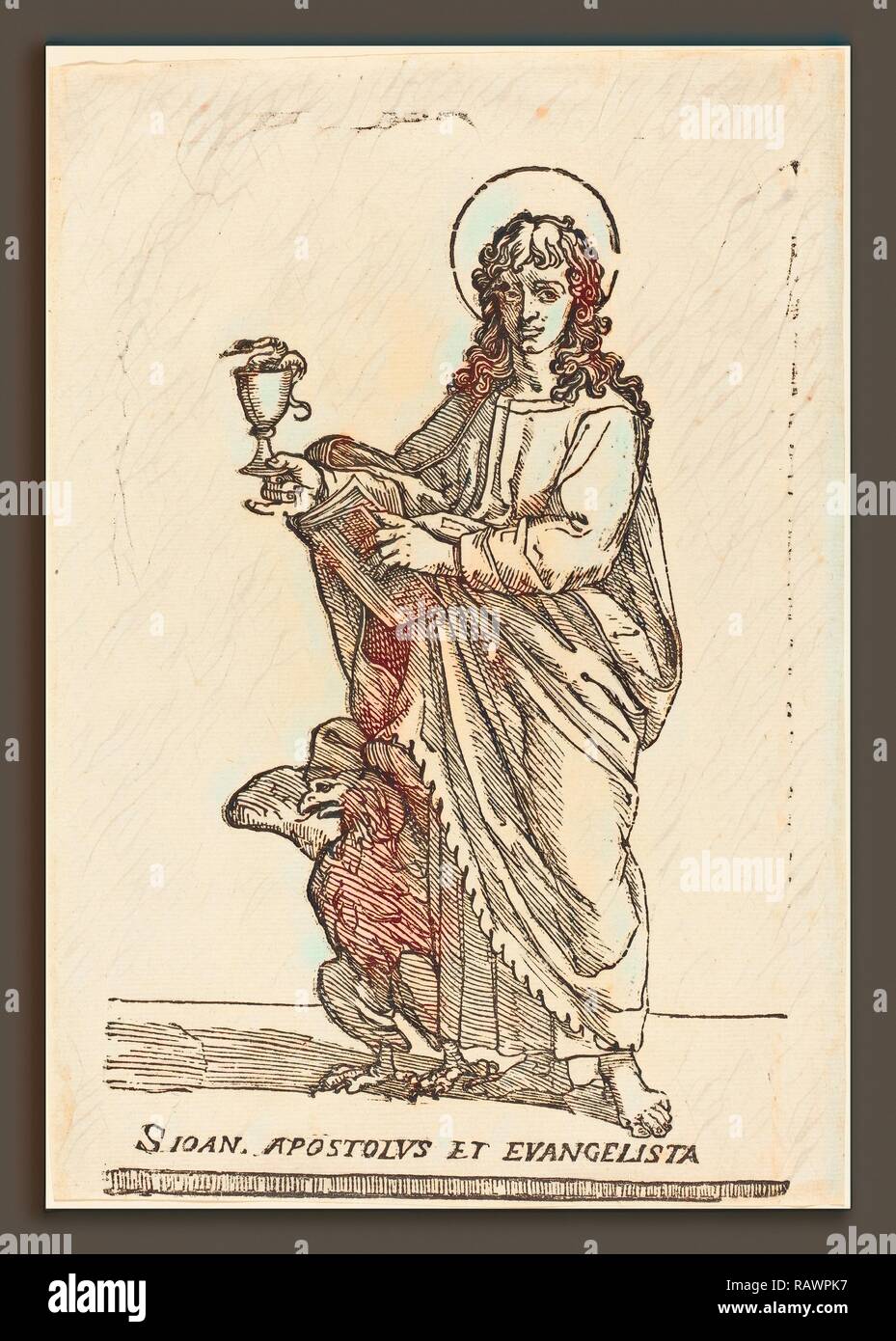 Jacques Stella (French, 1596 - 1657), Saint John, woodcut. Reimagined ...