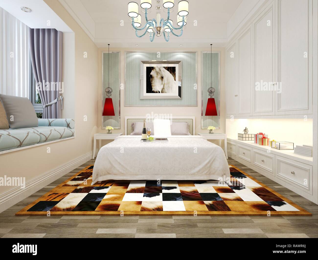 3d render modern luxury hotel room Stock Photo - Alamy